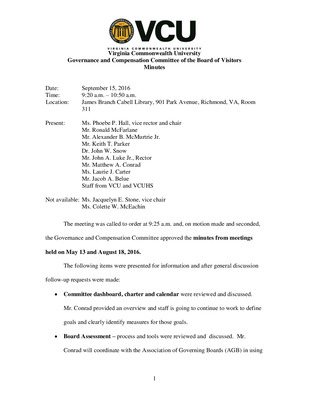 "[2016-09-15] Governance and Compensation Committee of the Board of Vis ...